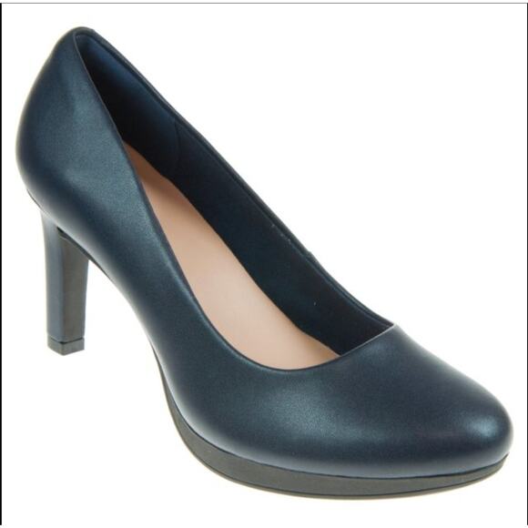 Clarks | Shoes | Clarks Womens Amber Joy Pump Navy Blue Leather New 7 | Poshmark